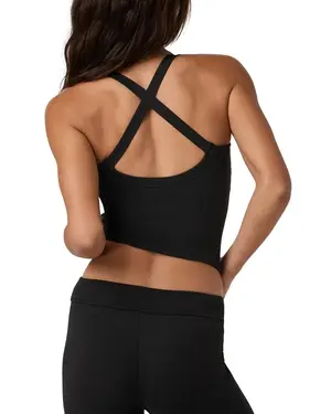 Vuori Halo Cross Back Tank - Solid Black