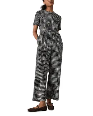 Whistles Petite Short Sleeve Belted Jumpsuit