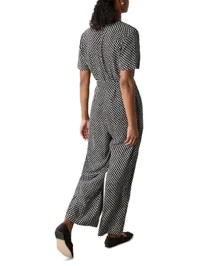 Whistles Petite Short Sleeve Belted Jumpsuit