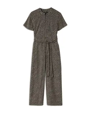 Whistles Petite Short Sleeve Belted Jumpsuit