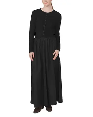 POINT Mixed Media Maxi Dress - Black