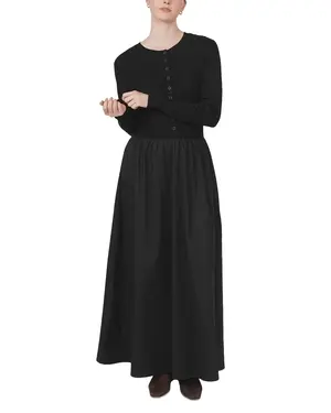 POINT Mixed Media Maxi Dress - Black