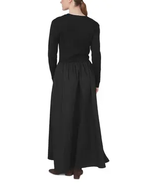 POINT Mixed Media Maxi Dress - Black