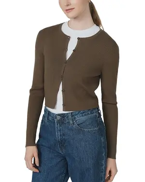 POINT Classic Cropped Cardigan - Dark Olive