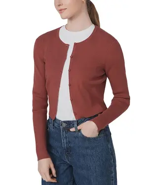 POINT Classic Cropped Cardigan - Dark Rust