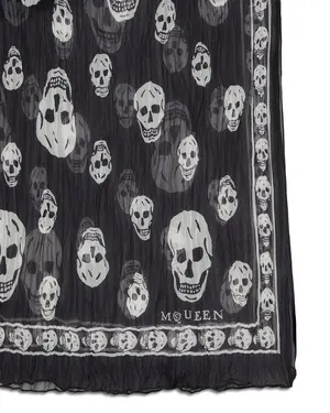 Alexander McQueen Georgette Classic Skull Print Silk Stole
