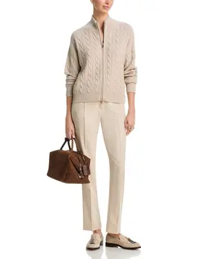 Eleventy Double Zipper Cable Knit Cashmere Sweater