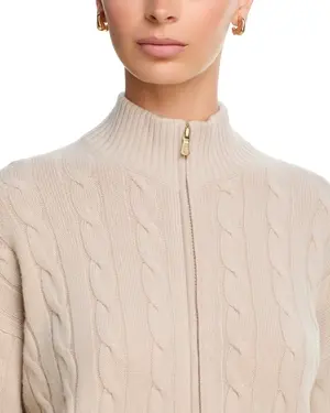 Eleventy Double Zipper Cable Knit Cashmere Sweater