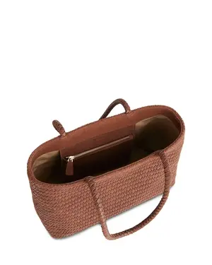 Madewell Suede Leather Handwoven Tote - Mocha