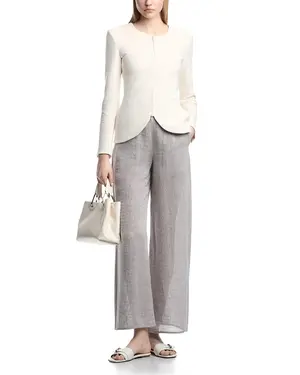 Emporio Armani Linen Blend Gauze Wide Leg Trousers
