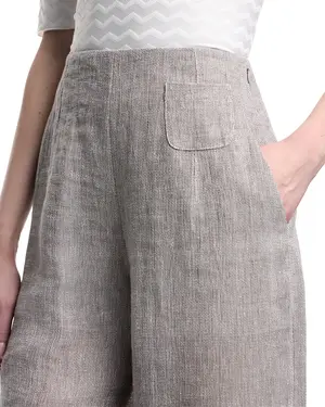 Emporio Armani Linen Blend Gauze Wide Leg Trousers