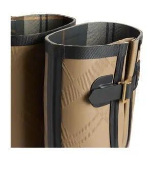 Barbour Tall Rubber Embossed Check Buckled Boots