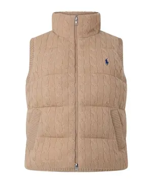 Polo Ralph Lauren Cableknit Standcollar Gilet - Camel
