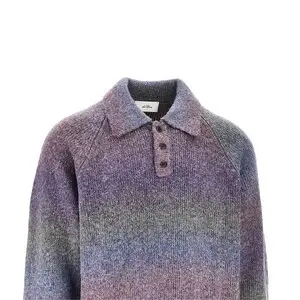 LES DEUX Long-sleeve Knit Polo Shirt