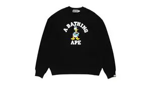 A BATHING APE X Disney Donald Duck College Relaxed Fit Crewneck Sweatshirt - Black