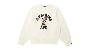A BATHING APE X Disney Minnie Mouse College Crewneck Sweatshirt