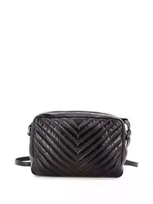 Saint Laurent Lou Camera Bag Matelasse Chevron Leather Small Crossbody Bag - Black