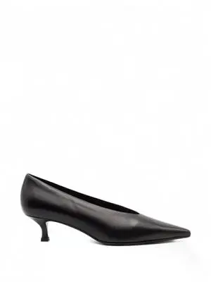 CHANTAL Tapered-toe Leather Pumps - Black