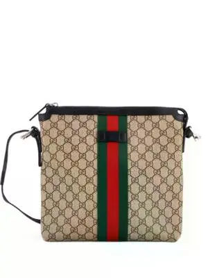 Gucci Web Messenger Bag Gg Coated Canvas Medium Crossbody Bag