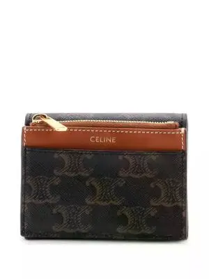 Celine Triomphe Wallet With Coin Purse Triomphe Coated Canvas Compact Small Wallets