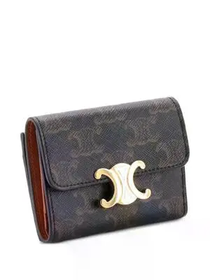 Celine Triomphe Wallet With Coin Purse Triomphe Coated Canvas Compact Small Wallets