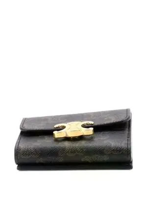 Celine Triomphe Wallet With Coin Purse Triomphe Coated Canvas Compact Small Wallets