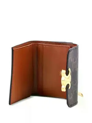 Celine Triomphe Wallet With Coin Purse Triomphe Coated Canvas Compact Small Wallets