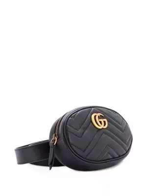 Gucci Gg Marmont Matelasse Leather Belt Bag - Black