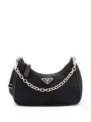 Prada Re-edition Shoulder Bag Tessuto Mini Hobo Bag - Black