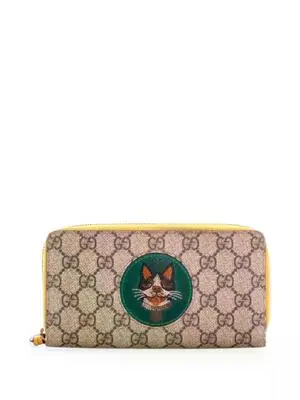 Gucci Zip Around Wallet Gg Coated Canvas With Applique Small Wallets