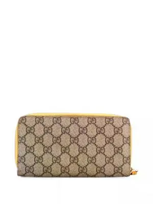 Gucci Zip Around Wallet Gg Coated Canvas With Applique Small Wallets