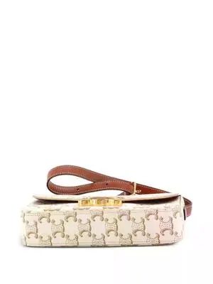 Celine Triomphe East-west Shoulder Bag In Coated Canvas - Neutrals