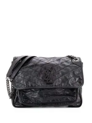 Saint Laurent Niki Chain Flap Bag Matelasse Chevron Leather Medium Shoulder Bag