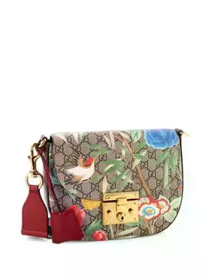 Gucci Padlock Saddle Bag In Tian Print Gg Coated Canvas