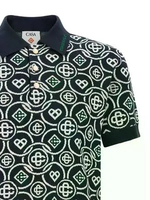 Casablanca Monogram Jacquard-knit Polo Shirt - Blue