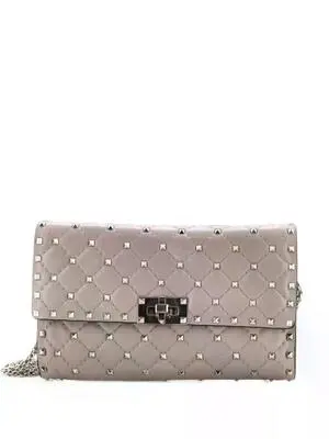 VALENTINO Rockstud Spike Wallet On Chain Quilted Leather Small Crossbody Bag