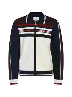 Casablanca Café Culture Striped Zip-up Bomber Jacket - White