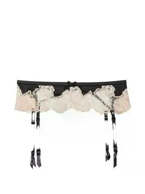 FLEUR DU MAL Lace-trimmed Silk Garter Belt