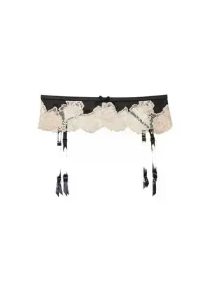 FLEUR DU MAL Lace-trimmed Silk Garter Belt