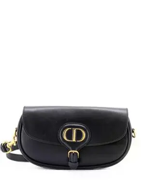 Dior Bobby Flap Bag Leather East West Crossbody Bag - Black