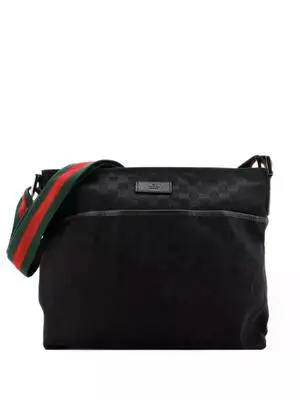 Gucci Front Pocket Web Messenger Gg Canvas Medium Crossbody Bag - Black