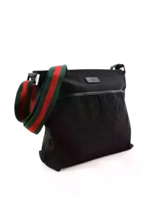 Gucci Front Pocket Web Messenger Gg Canvas Medium Crossbody Bag