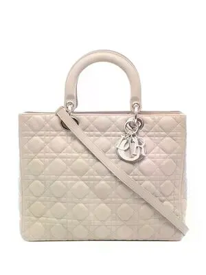Dior 2010-2026 Large Lambskin Cannage Lady Satchel - Neutrals