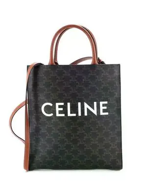 Celine Vertical Cabas Triomphe Coated Canvas Small Tote Bag - Brown