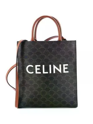 Celine Vertical Cabas Triomphe Coated Canvas Tote Bag - Brown