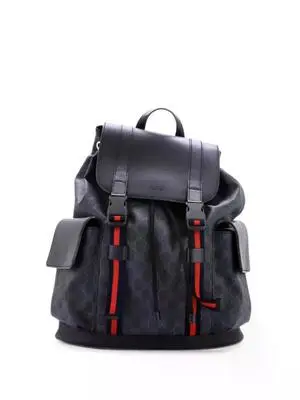 Gucci Double Pocket Buckle Gg Coated Canvas Large Backpack