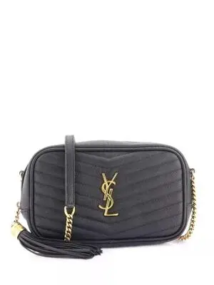 Saint Laurent Lou Camera Bag Matelasse Chevron Leather Mini Crossbody Bag - Black