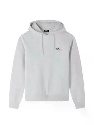 A.p.c. Logo-embroidered Drawstring Hoodie - Grey