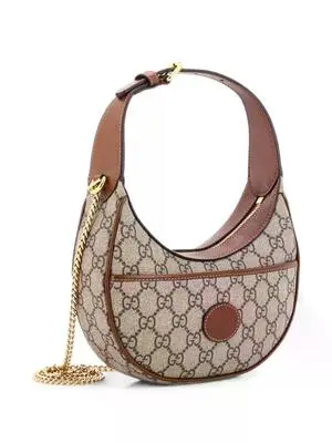 Gucci Interlocking G Patch Half Moon Gg Coated Canvas Mini Hobo Bag