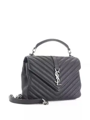 Saint Laurent Medium Monogram College Bag Matelassé Chevron Leather - Black